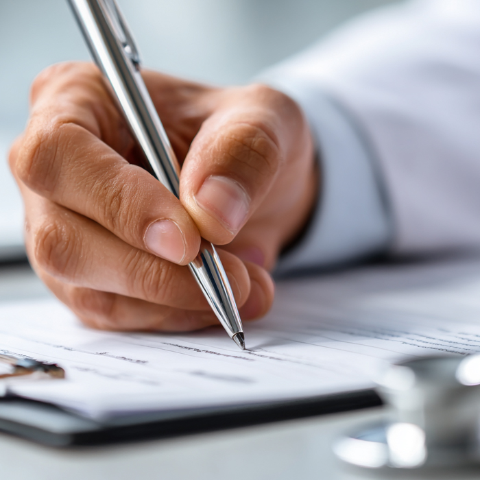 white-male-medical-doctor-signing-credentialing-papers | Medwave