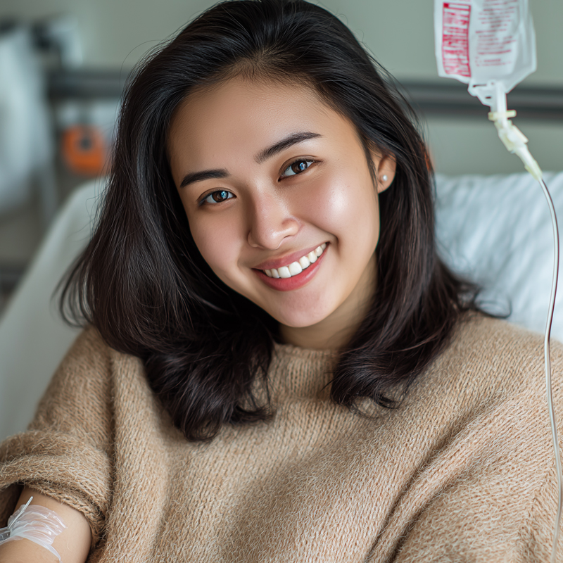 happy-female-asian-medical-patient-with-iv | Medwave